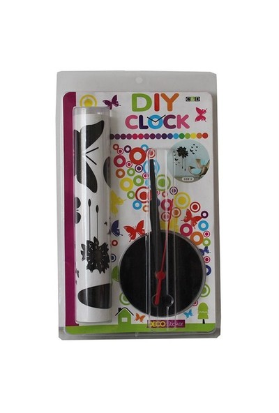 Pandoli Kelebek Şeklinde Sticker Yapıştırmalı Duvar Saati Siyah Renk