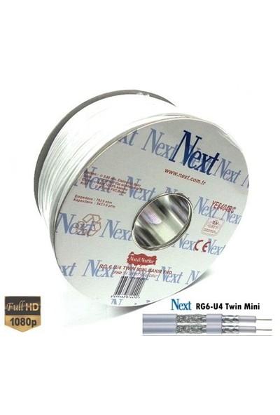 Next Ye-6404Bc Rg-U4 Mini Twin Bakır Anten Kablosu 100Metre Next Ye-6404Bc Rg-U4 Mini Twin Bakır Anten Kablosu 100Metre