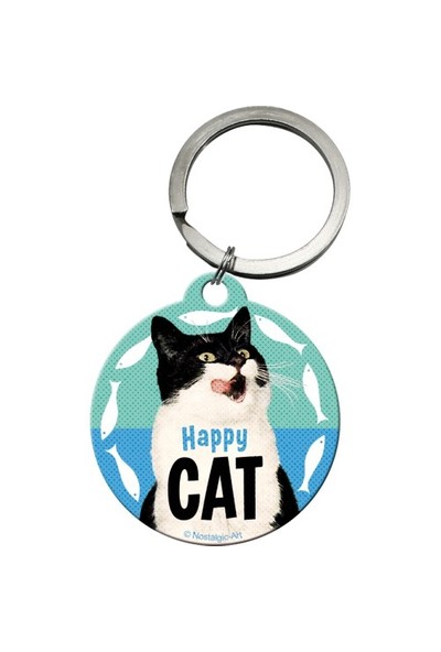 Nostalgic Art Happy Cat Yuvarlak Anahtarlık (4 Cm)