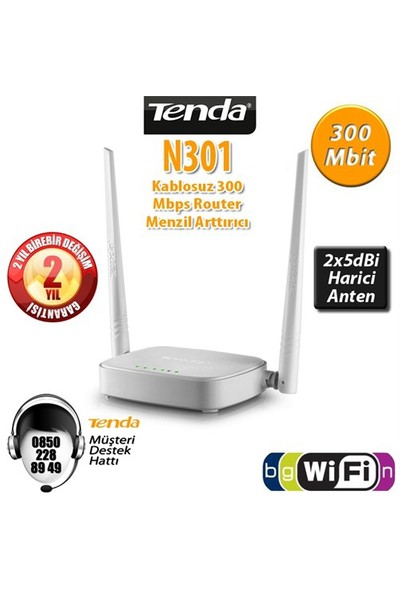 Tenda N301 4Port WiFi-N 300Mbps 2 Anten Router/AP Tenda N301 4Port WiFi-N 300Mbps 2 Anten Router/AP