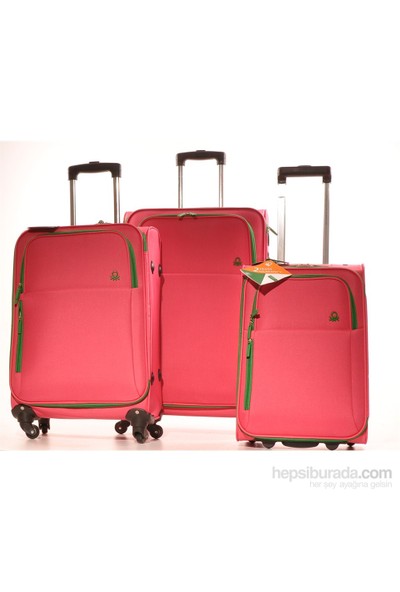 Benetton Kırmızı 3'Lü Valiz Büyük Orta Ve Kabin Boy Benetton Kırmızı 3'Lü Valiz Büyük Orta Ve Kabin Boy