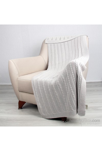 Örgü Koltuk Şalı 130 x 170 cm Gri