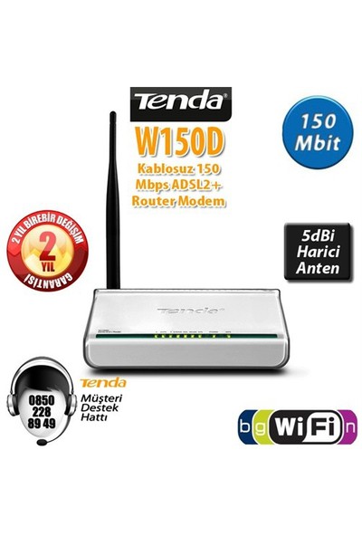 Tenda W150D 4port WiFi-N 150M ADSL2+Modem Router Tenda W150D 4port WiFi-N 150M ADSL2+Modem Router