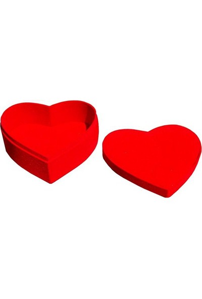 Kırmızı Suet Kadifeden Yapılmış Kalp Şekilli Kutu