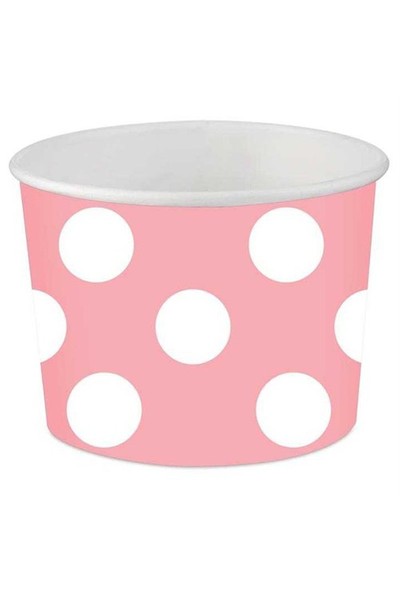 Pandoli 8 Adet Pembe Beyaz Puantiyeli Karton İkramlık Kap