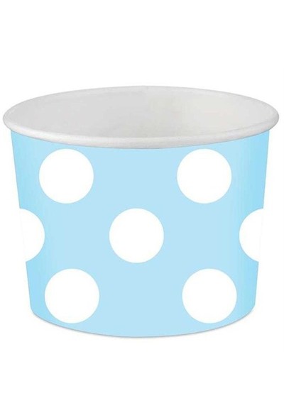 Pandoli 8 Adet Mavi Beyaz Puantiyeli Karton İkramlık Kap