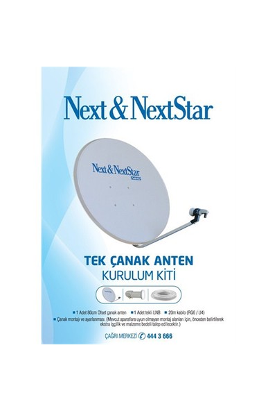 Next Tekli Çanak Anten Kurulum Seti Next Tekli Çanak Anten Kurulum Seti