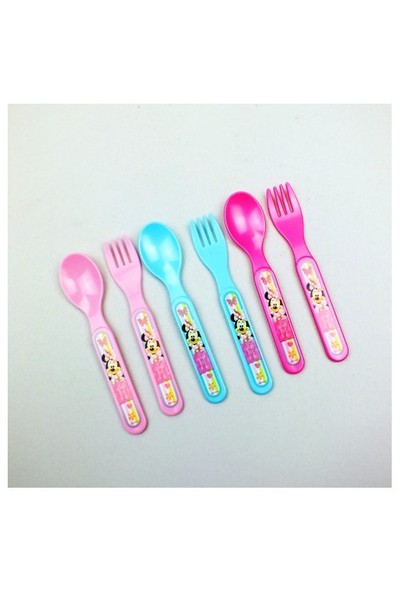 Minnie Plastik 6'Lı Çatal,Kaşık Set