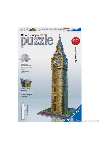 Ravensburger 3 Boyutlu 216 Parçalı Plastik Puzzle Big Ben Saat Kulesi-125548