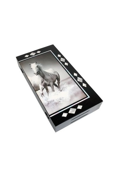 Star Lüx Figürlü Tavla Beyaz Atlar