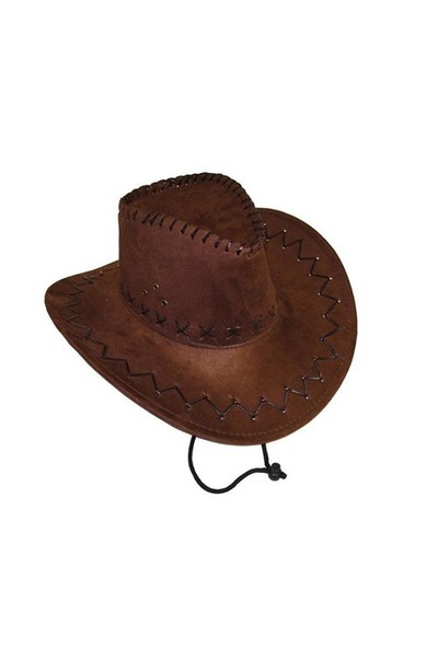 Pandoli Yetişkin Nubuk Kovboy Şapkası Kahverengi
