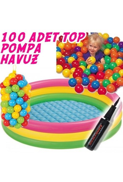İntex Oyun Havuzu Şişme Taban 100Toplu+Pompa