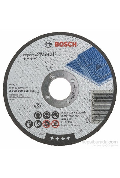Bosch - Expert Serisi Metal İçin Düz Kesme Diski (Taş) - A 30 S Bf, 115 Mm, 2,5 Mm