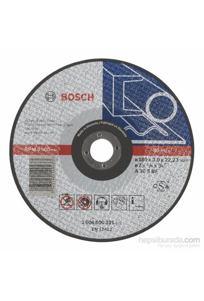 Bosch - Expert Serisi Metal İçin Düz Kesme Diski (Taş) - A 30 S Bf, 180 Mm, 3,0 Mm Bosch - Expert Serisi Metal İçin Düz Kesme Diski (Taş) - A 30 S Bf, 180 Mm, 3,0 Mm