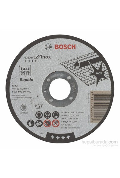 Bosch - Expert Serisi Inox (Paslanmaz Çelik) İçin Düz Kesme Diski (Taş) – Rapido - As 60 T Inox Bf, 115 Mm, 1,0 Mm Bosch - Expert Serisi Inox (Paslanmaz Çelik) İçin Düz Kesme Diski (Taş) – Rapido - As 60 T Inox Bf, 115 Mm, 1,0 Mm