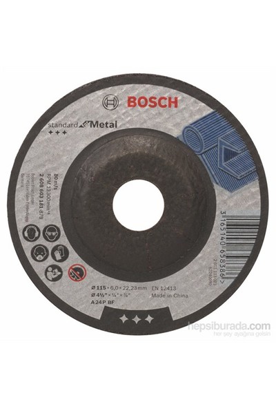 Bosch - Standard Seri Metal İçin Bombeli Taşlama Diski (Taş) - A 24 P Bf, 115 Mm, 22,23 Mm, 6,0 Mm Bosch - Standard Seri Metal İçin Bombeli Taşlama Diski (Taş) - A 24 P Bf, 115 Mm, 22,23 Mm, 6,0 Mm