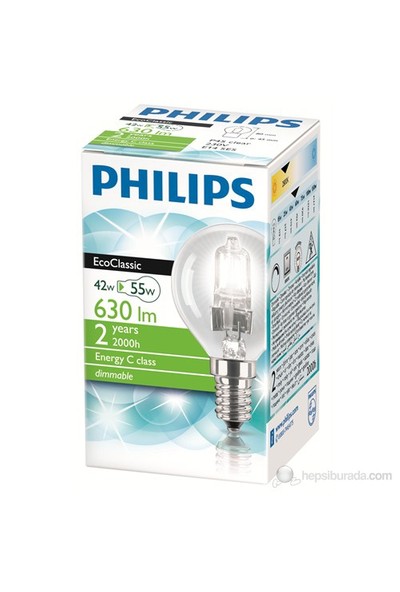 Philips EkoKlasik P45 42W Ampul E14 Cl - Sarı Işık