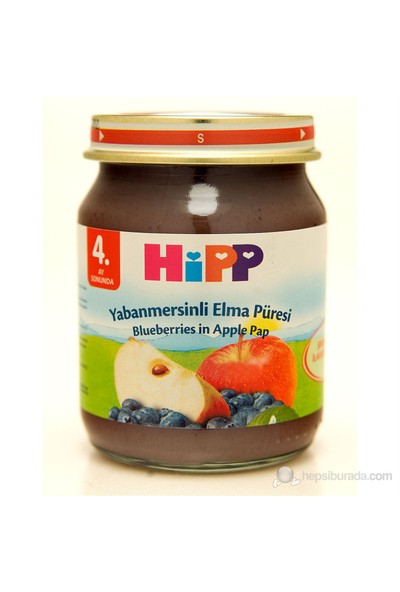 Hipp Organik Yabanmersinli Elma Püreli Kavanoz Maması 125 gr - 6'lı