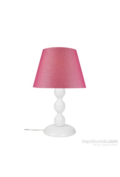 Modelight Küçük Boncuk Abajur Beyaz Ayak/Pembe Şapka
