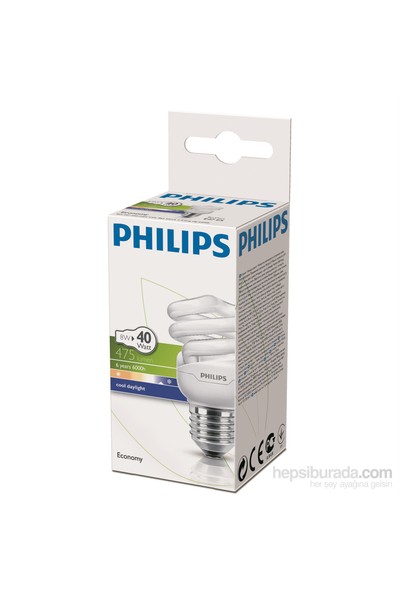 Philips EconomyTwister 8W Beyaz Işık Normal Duy Philips EconomyTwister 8W Beyaz Işık Normal Duy