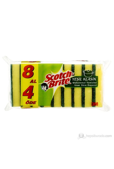 Scotch Brite Yeşil Klasik Sünger 8 'li