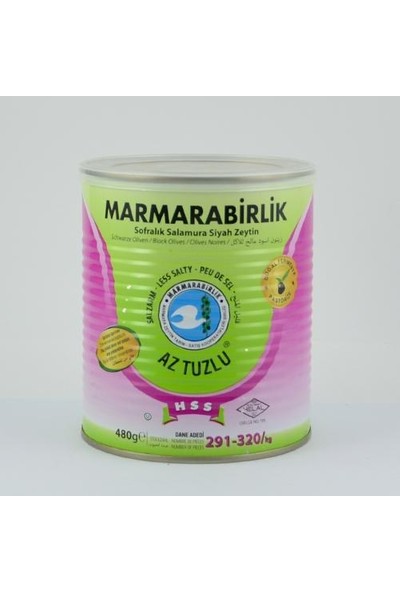Marmara Birlik Siyaz Zeytin Az Tuzlu 400 Gr