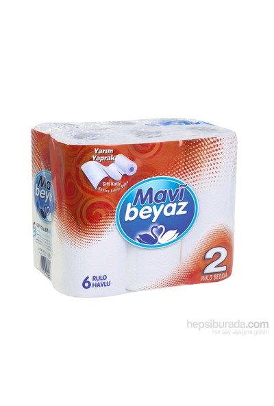 Mavi Beyaz Çift Kat Kağıt Havlu 6'lı