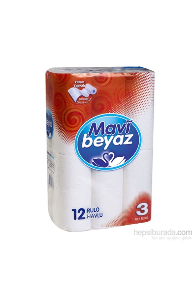 Mavi Beyaz Çift Kat Kağıt Havlu 12'li