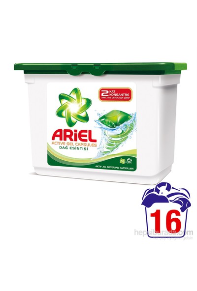 Ariel Aktif Jel Çamaşır Deterjanı Kapsülleri Dağ Esintisi 16 Yıkama