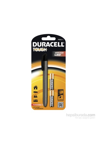Duracell Led Fener PEN-1 Alüminyum Kullanışlı Serisi 2xDuracell AAA pil hediyeli