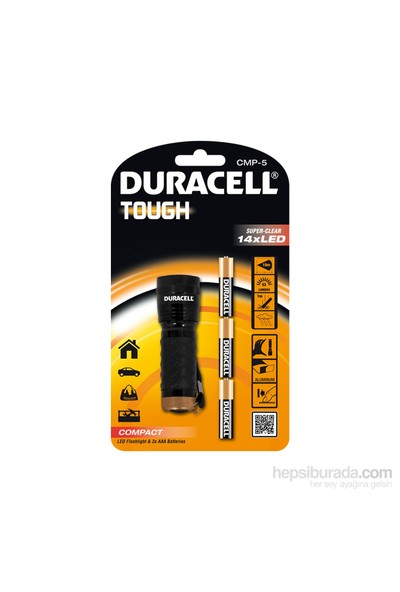 Duracell Led Fener CMP-5 Alüminyum Kompakt & Dayanıklı Serisi 3xDuracell AA pil hediyeli