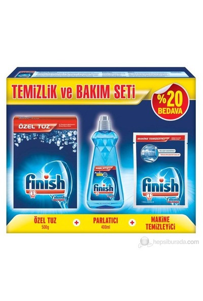 Finish Temizlik ve Bakım Seti (3 'lü) Ürün İçeriği: 500 gr Tuz + 400 ml Parlatıcı + 50 gr Makine Temizl Finish Temizlik ve Bakım Seti (3 'lü) Ürün İçeriği: 500 gr Tuz + 400 ml Parlatıcı + 50 gr Makine Temizl
