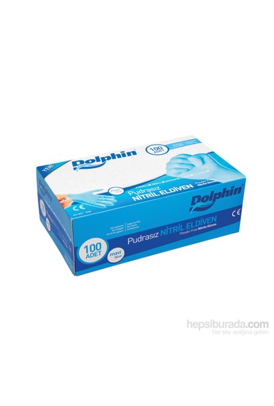 Dolphin Mavi Nitril Eldiven Pudrasız (L) 100 lü Paket Dolphin Mavi Nitril Eldiven Pudrasız (L) 100 lü Paket