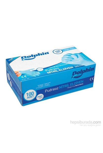 Dolphin Mavi Nitril Eldiven Pudrasız (M) 100 lü Paket Dolphin Mavi Nitril Eldiven Pudrasız (M) 100 lü Paket