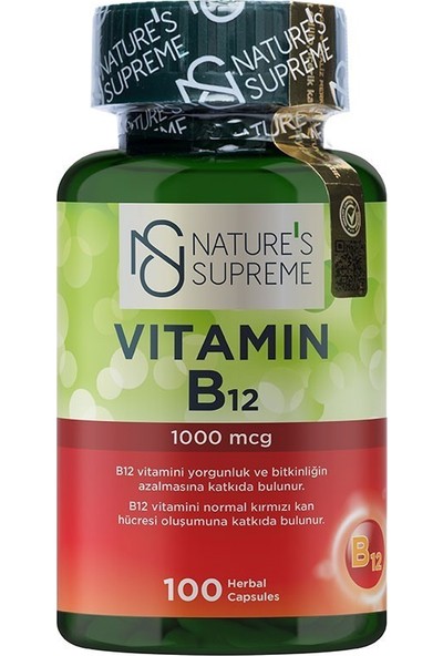 Nature's Supreme Vitamin B12 1000 Mcg 100 Kapsül Nature's Supreme Vitamin B12 1000 Mcg 100 Kapsül