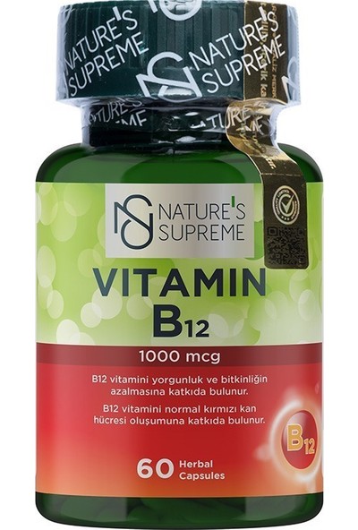 Nature's Supreme Vitamin B12 1000 Mcg 60 Kapsül Nature's Supreme Vitamin B12 1000 Mcg 60 Kapsül