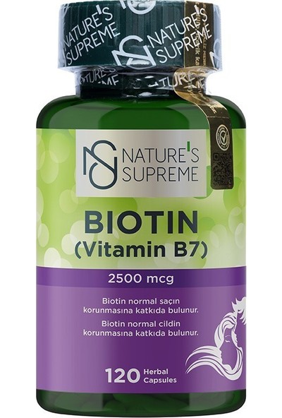 Nature's Supreme Biotin 2500 Mcg 120 Kapsül Nature's Supreme Biotin 2500 Mcg 120 Kapsül