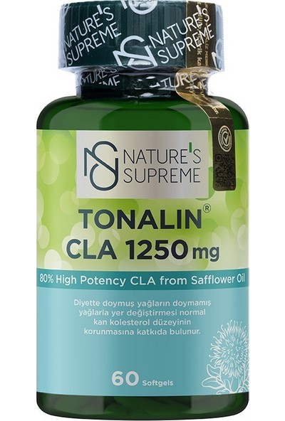 Nature's Supreme Tonalin CLA 1250 Mg 60 Yumuşak Kapsül Nature's Supreme Tonalin CLA 1250 Mg 60 Yumuşak Kapsül