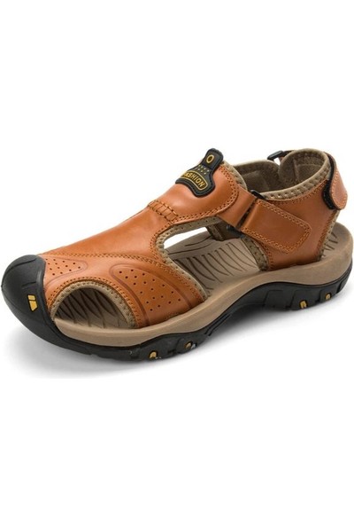 Menico Erkek Deri Sandalet - Açık Kahverengi (Yurt Dışından)