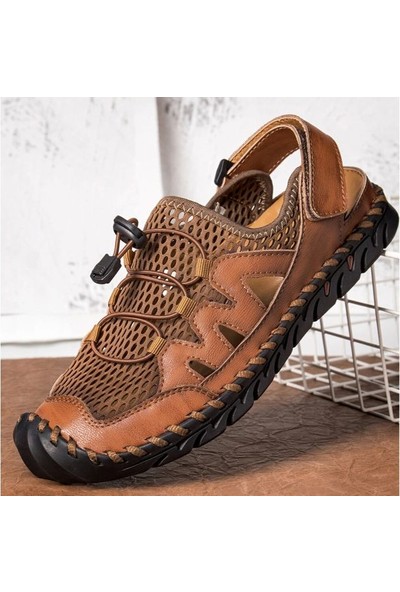 Menico Erkek Nefes Alabilen Yumuşak Deri Sandalet - Kahverengi (Yurt Dışından)