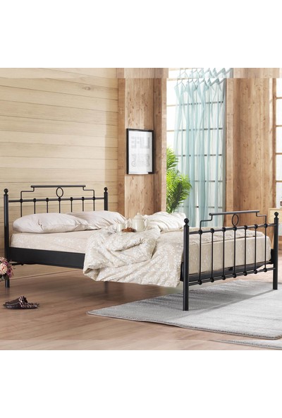 Unimet Hatkus Çift Kişilik Ferforje Metal Karyola-Siyah Unimet Hatkus Çift Kişilik Ferforje Metal Karyola-Siyah