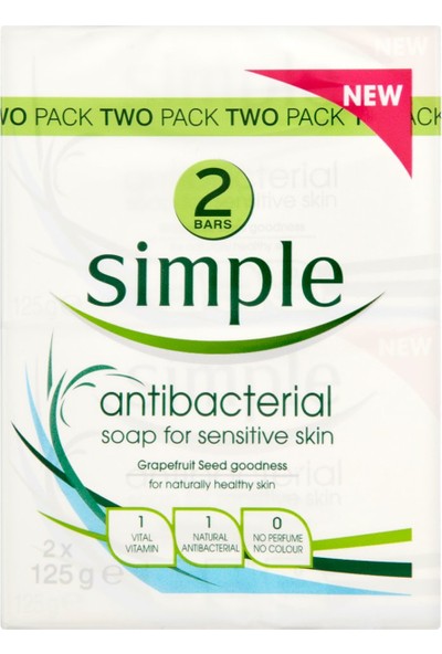 Simple Hassas Ciltlere Özel Antibakteriyel Sabun 2x125g