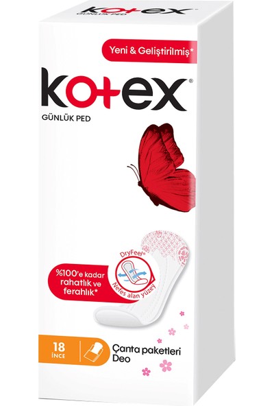 Kotex Ince Günlük Ped 18 Adet Ince