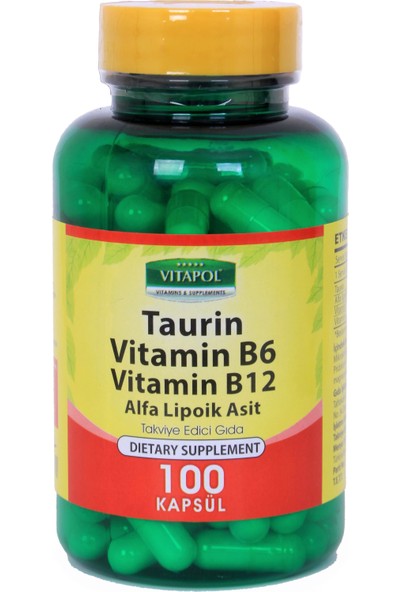 Solgar Vitapol Taurine 500 Mg 100 Kapsül + Vitamin B6+B12+ALA Solgar Vitapol Taurine 500 Mg 100 Kapsül + Vitamin B6+B12+ALA