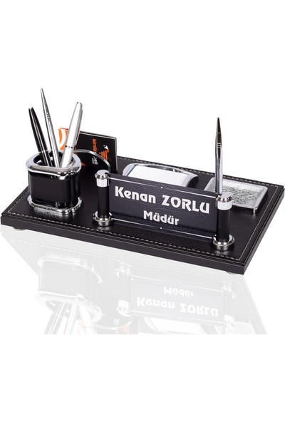 İsimlik Sepeti Meis Masa Isimlik Seti Deri Ofis Masa Isimliği