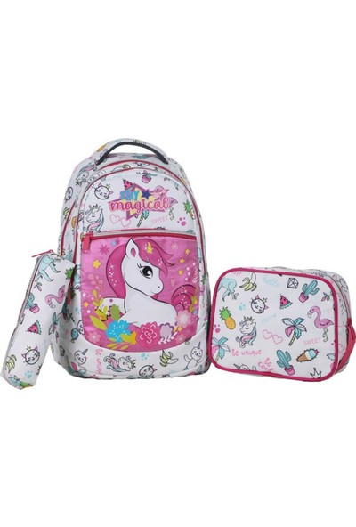 Çantaland Su Geçirmez Desenli İlkokul Çantası 3’lü