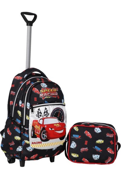 Çantaland Çekçekli Araba Desenli İlkokul Çantası + Beslenme Çantası