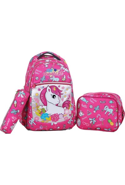 Çantaland Su Geçirmez Desenli İlkokul Çantası 3’lü
