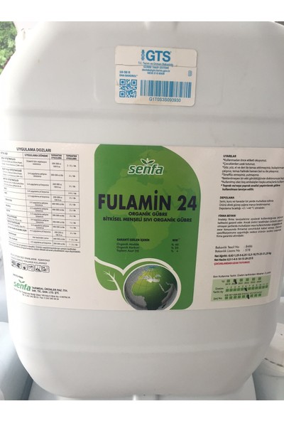 Senfa Fulamin Humik ve Fulvik Asit Içeren Bitkisel Sıvı Gübre 20L Senfa Fulamin Humik ve Fulvik Asit Içeren Bitkisel Sıvı Gübre 20L