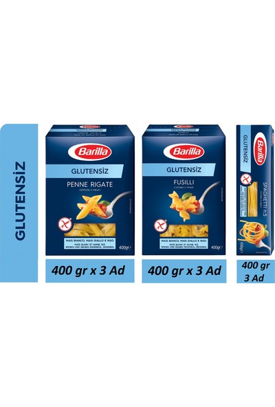 Barilla Glutensiz Makarna 400 gr x 9 Adet